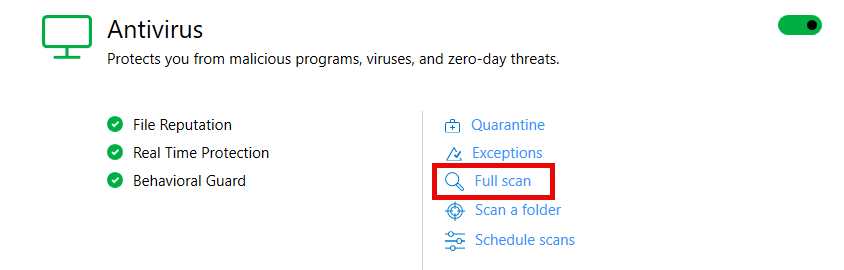 Scan computer for viruses – ZoneAlarm Support Center