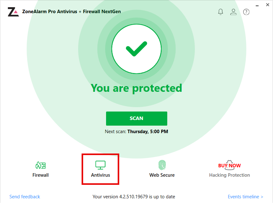 Set a scheduled scan – ZoneAlarm Support Center